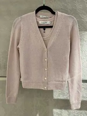Dior Knit Cardigan With Shell Top - Pink