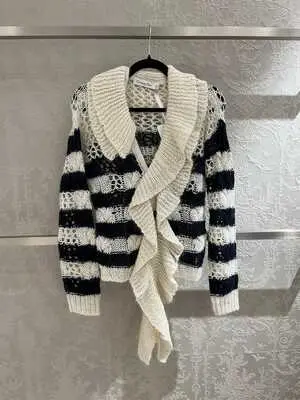 Dior Mariner Cardigan With Removable Collar - White And Black