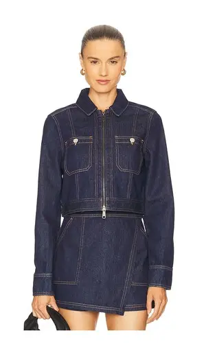 Veronica Beard Patty Fitted Long Sleeve Jacket - Indigo Rinse