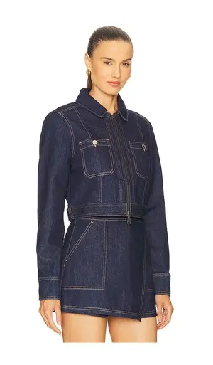 Veronica Beard Patty Fitted Long Sleeve Jacket - Indigo Rinse