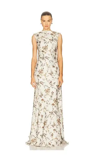 SAU LEE Callie Maxi Gown - Beige Multi