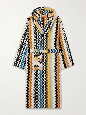 Missoni Curt Striped Cotton-terry Jacquard Hooded Robe - Multi