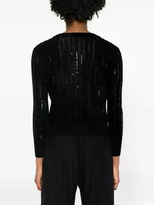 Ermanno Scervino Sequin-embellished Ribbed Knit Cardigan