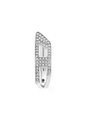 DIESEL® Logo-shape Crystal Embellished Steel Earring - Grey
