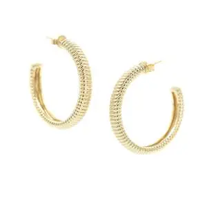 BONDEYE JEWELRY Jules Textured Hoop Earrings - Yellow Gold