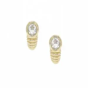 BONDEYE JEWELRY 14k White Topaz Stud Earrings - Yellow Gold