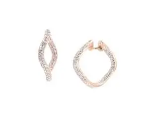 BONDEYE JEWELRY Large Hinged Wave Hoop Earrings With Pavé Diamonds - Rose Gold