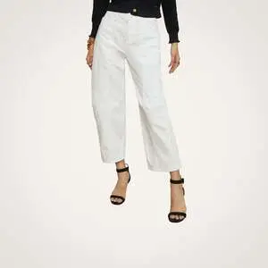 Women's White Stitching Jeans