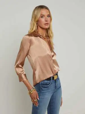 L'Agence Dani Silk Blouse - Pecan