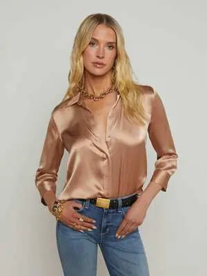 L'Agence Dani Silk Blouse - Pecan