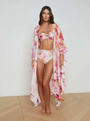 L'Agence Kara Kimono Cover-up - Multi Soft Cloud Floral