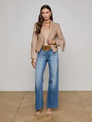 L'Agence Vashti Fringed Leather Blazer