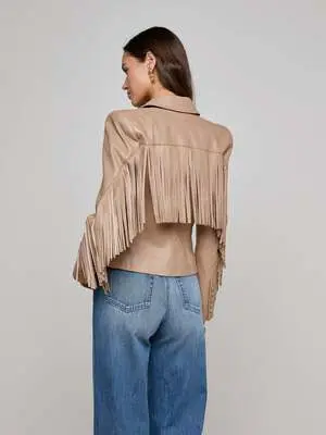 L'Agence Vashti Fringed Leather Blazer