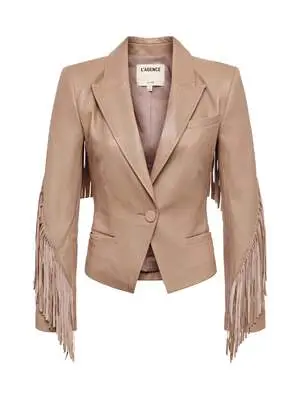 L'Agence Vashti Fringed Leather Blazer