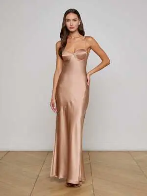 L'Agence Sayla Silk Gown - Pecan