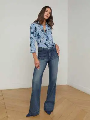 L'Agence Nolan Patch Pocket Wide Leg Jeans