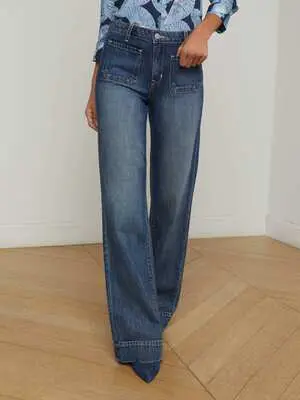 L'Agence Nolan Patch Pocket Wide Leg Jeans