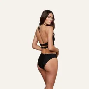 L'AGENCE Sirena Halter Bikini Top - Black