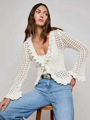L'AGENCE Solaris Crocheted Cardigan