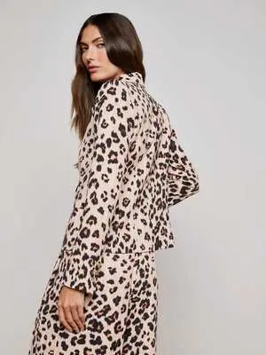L'Agence Atmore Leopard Print Double-breasted Blazer