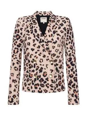 L'Agence Atmore Leopard Print Double-breasted Blazer