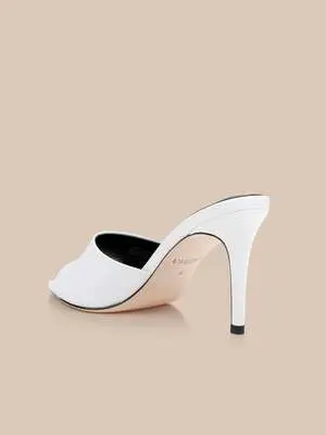 L'Agence Lolita Leather Open-toe Mule - Ivory Lizard Leather