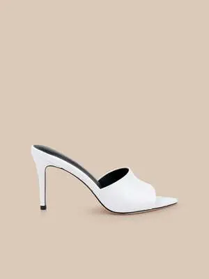 L'Agence Lolita Leather Open-toe Mule - Ivory Lizard Leather