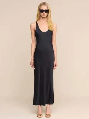 L'Agence Akiya Satin Maxi Dress - Black