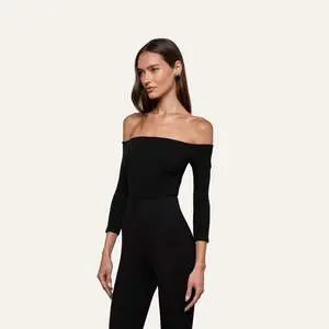 L'Agence Evelyn Off-the-shoulder Bodysuit - Black