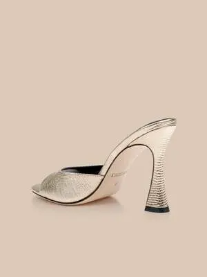 L'Agence Avery Leather Open-toe Mule - Gold Lizard Leather