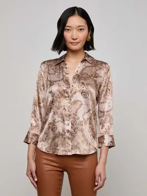 L'Agence Dani Silk Blouse Top