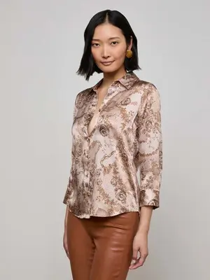 L'Agence Dani Silk Blouse Top