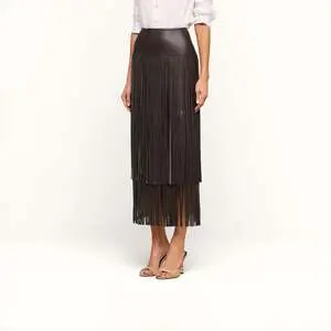 L'Agence Karolina Fringe Skirt - Coffee Bean