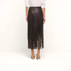 L'Agence Karolina Fringe Skirt - Coffee Bean