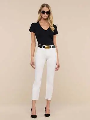 L'Agence Becca Cotton V-neck T-shirt - Black