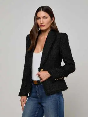 L'Agence Kaisley Frayed Trim Blazer