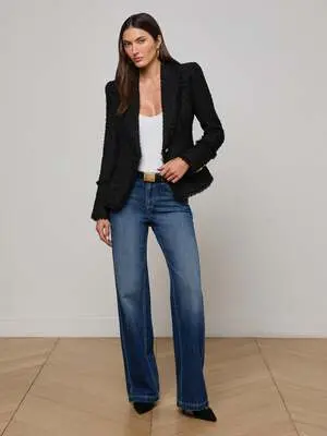 L'Agence Kaisley Frayed Trim Blazer