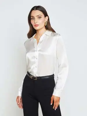 L'Agence Tyler Silk Blouse Top - Ivory