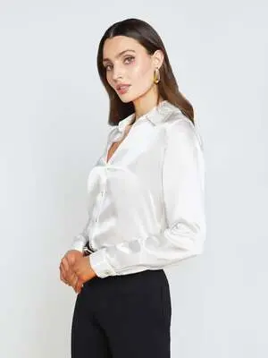 L'Agence Tyler Silk Blouse Top - Ivory