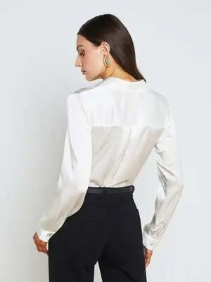 L'Agence Tyler Silk Blouse Top - Ivory