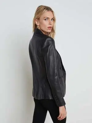 L'Agence Kenzie Leather Blazer