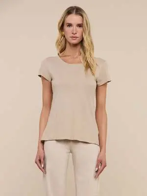 L'Agence Cory Cotton Scoopneck T-shirt - Biscuit