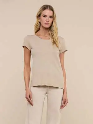 L'Agence Cory Cotton Scoopneck T-shirt - Biscuit