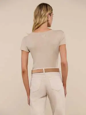 L'Agence Cory Cotton Scoopneck T-shirt - Biscuit