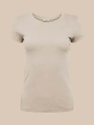 L'Agence Cory Cotton Scoopneck T-shirt - Biscuit