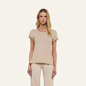 L'Agence Cory Cotton Scoopneck T-shirt - Biscuit
