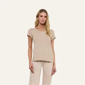 L'Agence Cory Cotton Scoopneck T-shirt - Biscuit