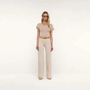 L'Agence Cory Cotton Scoopneck T-shirt - Biscuit