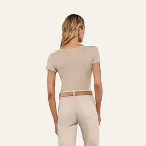 L'Agence Cory Cotton Scoopneck T-shirt - Biscuit