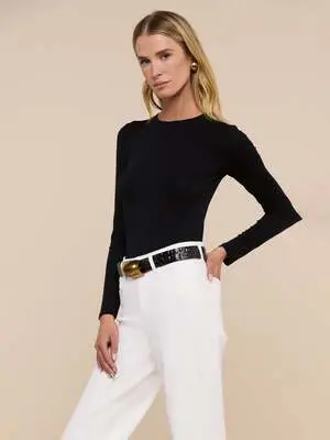 L'Agence Tess Long Sleeve T-shirt - Black